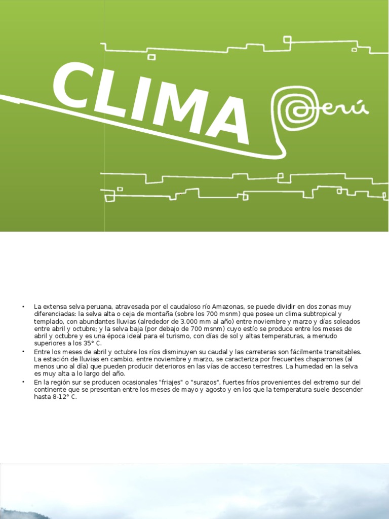 Clima de La Selva Peruana Alta y Baja, Datos Metereologicos | PDF ...