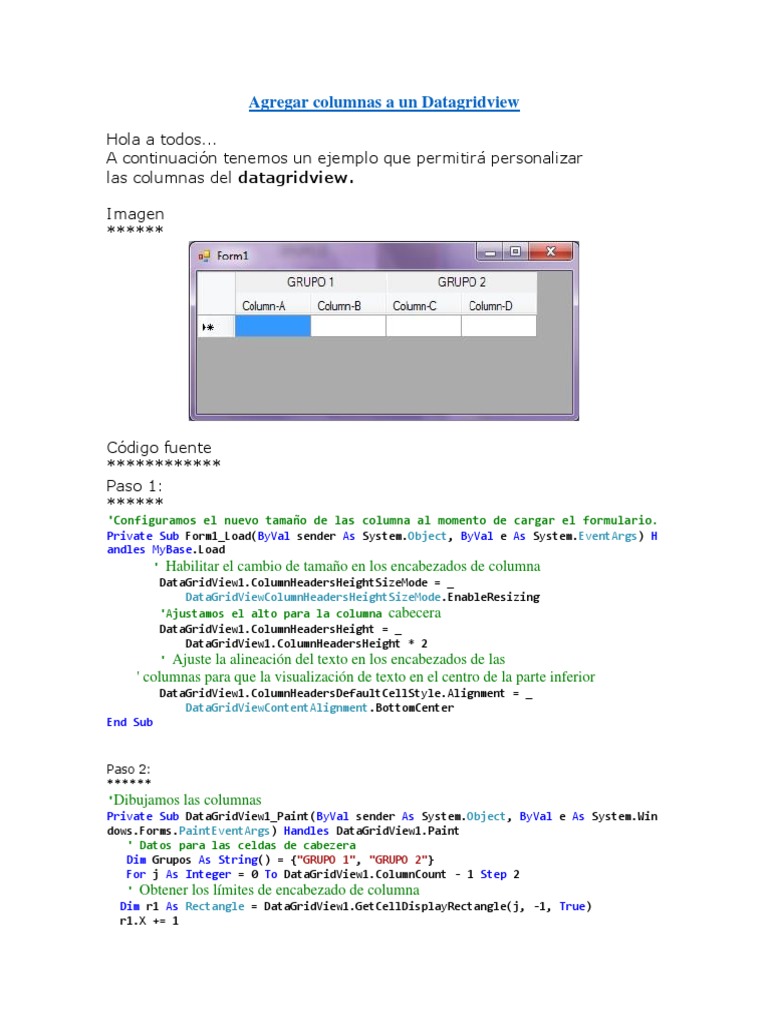 Agregar Columnas A Un Datagridview | PDF | Familias de sistemas operativos | Software de Microsoft