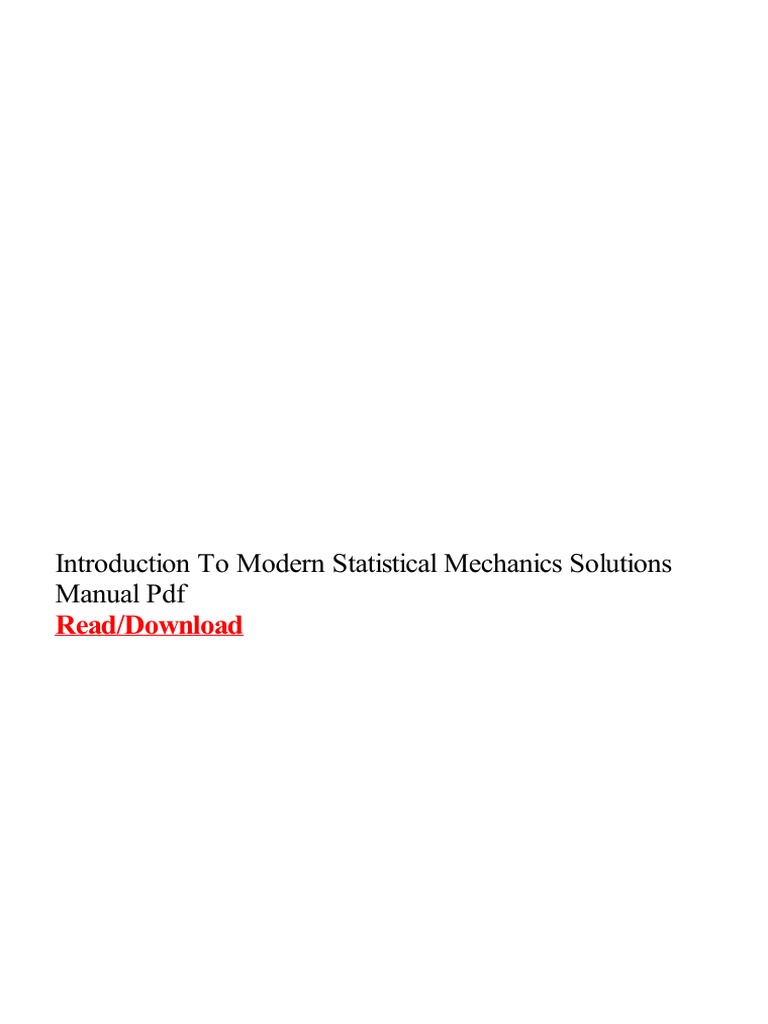 Introduction To Modern Statistical Mechanics Solutions Manual PDF | PDF ...