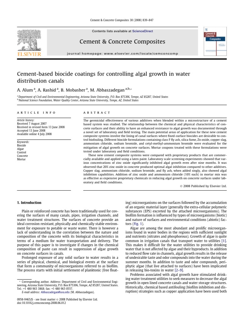 Cement-Based Biocide Coatings | PDF | Magnesium | Chlorophyll