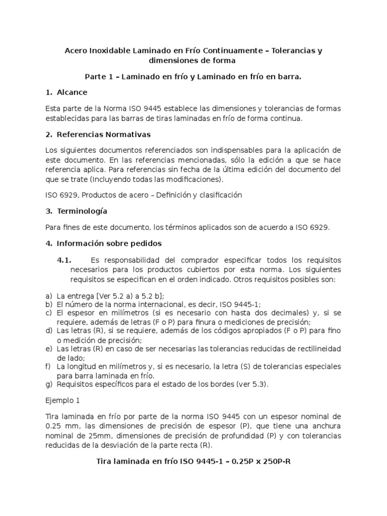 Traducción No Formal DIN EN ISO 9445-1 | PDF | Tolerancia de ingeniería ...