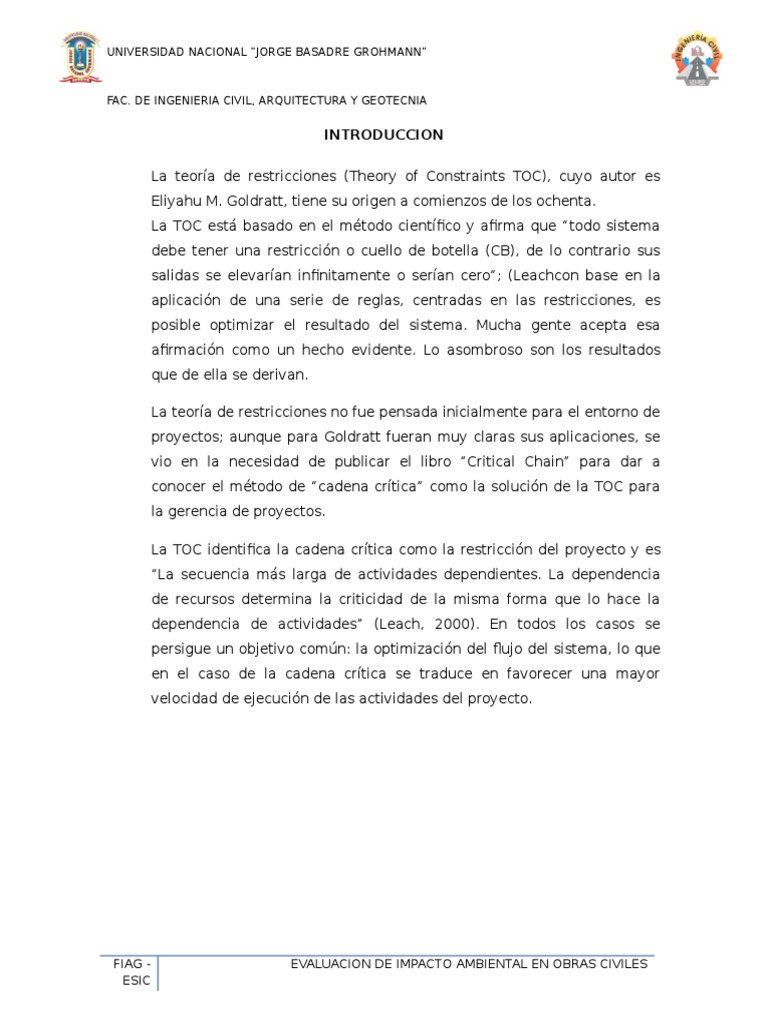 Teoria de Las Restricciones | PDF | Inventario | Ingeniero civil