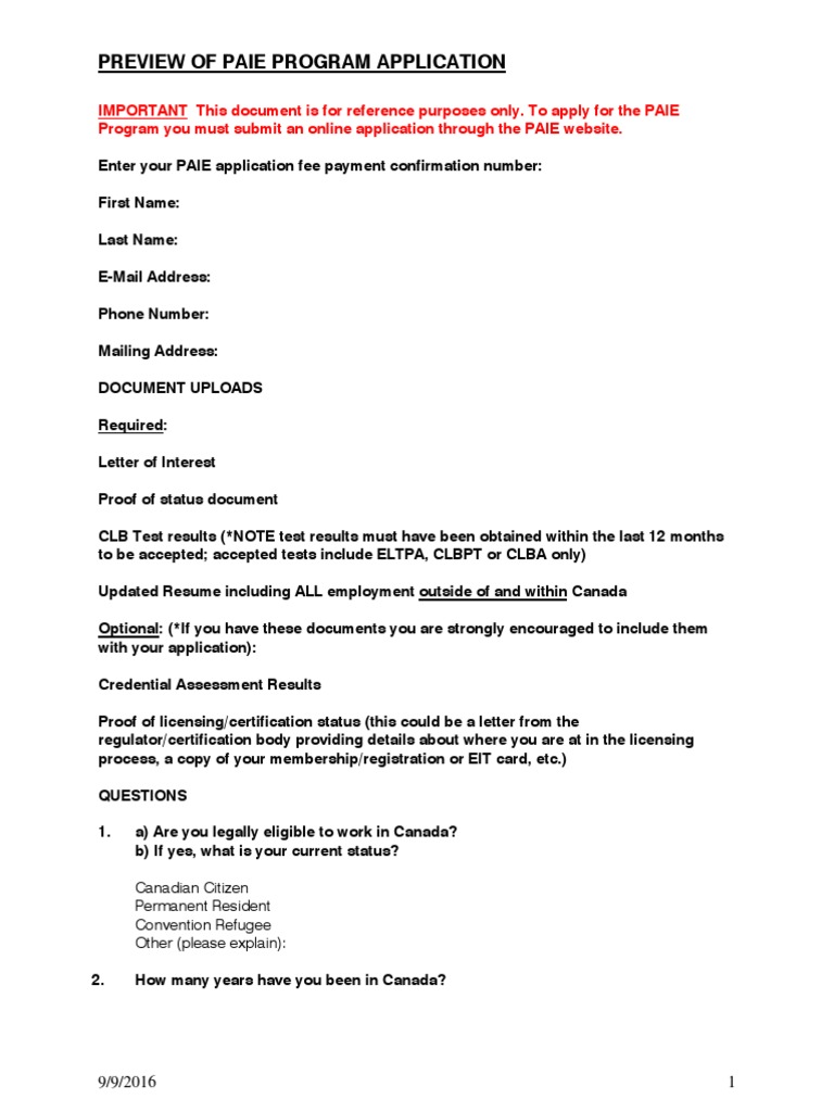 PAIE Preview of Application Questions | PDF | Professional ...