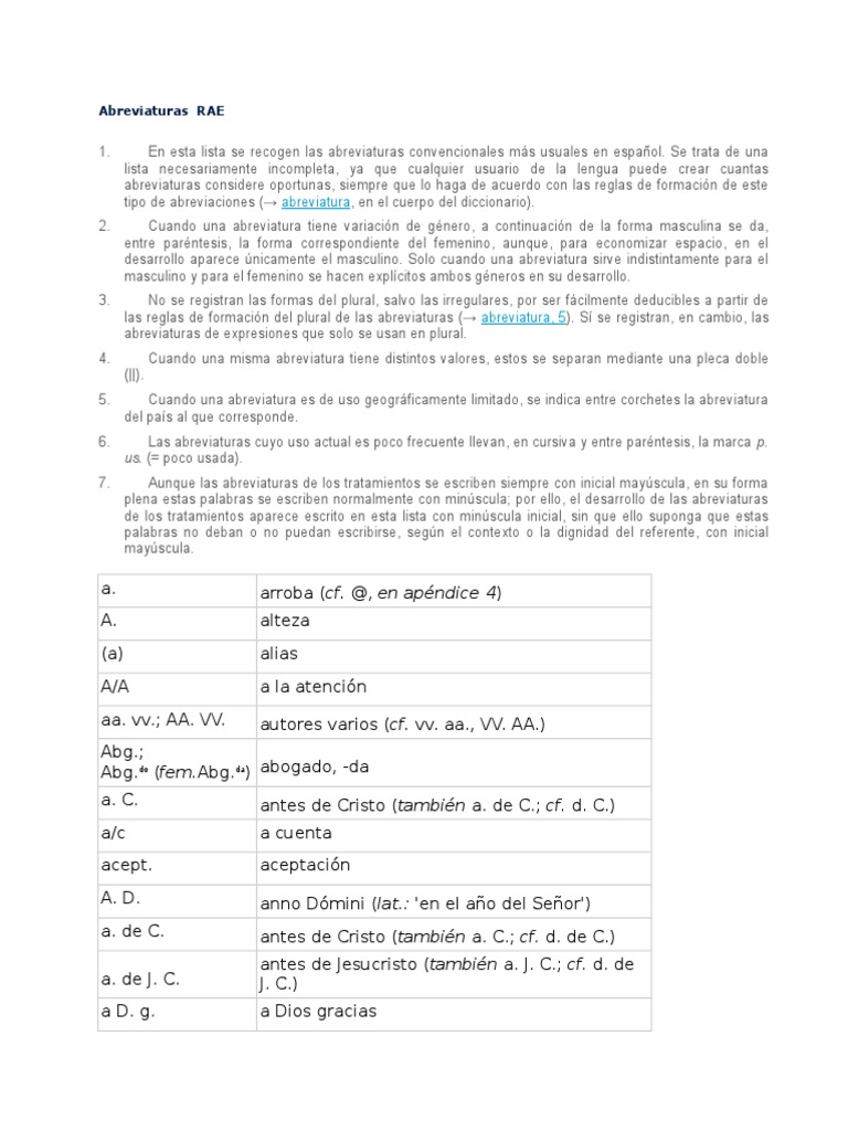 Abreviaturas RAE | Soporte | Mecánica del lenguaje