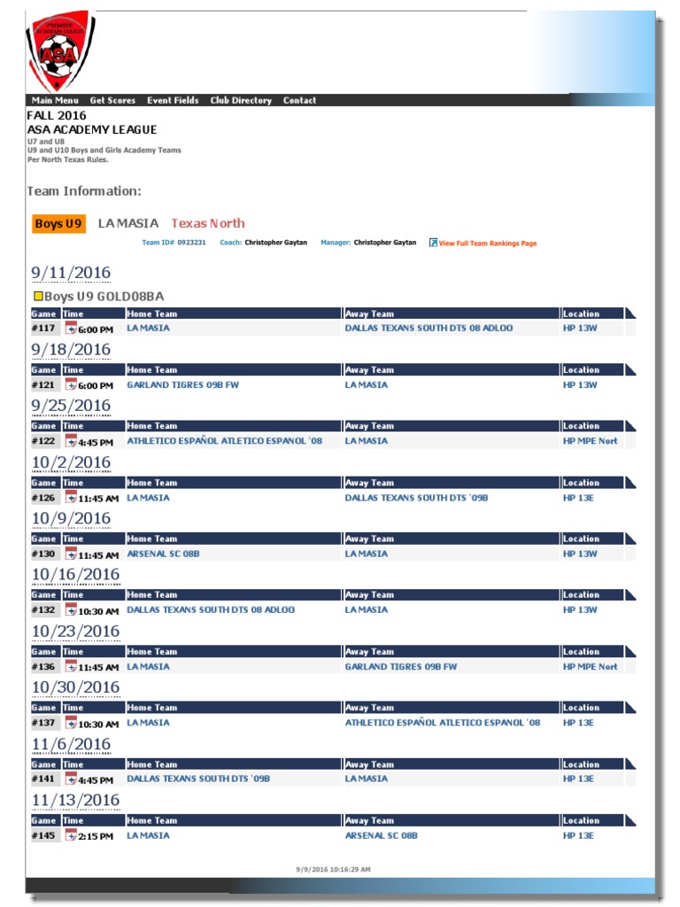 2016 Schedule | PDF
