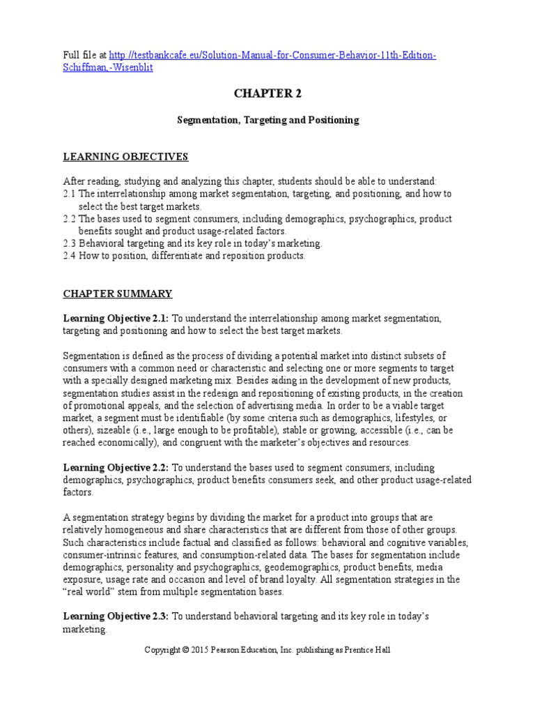 Consumer Solution Manual For Consumer Behavior 11th Edition Schiffman, Wisenblit | PDF | Market ...