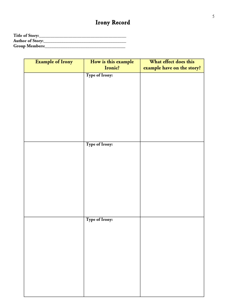 Irony Analysis Worksheet | PDF