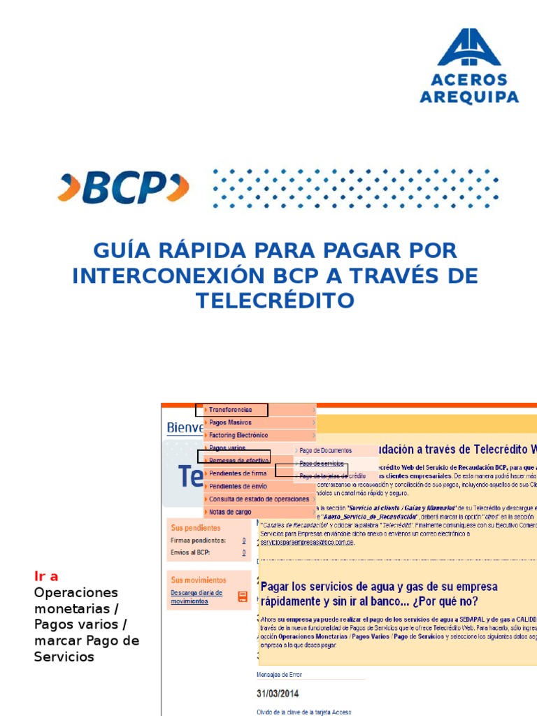 Guia Rapida - Pago Por TLC Telecrédito BCP | PDF