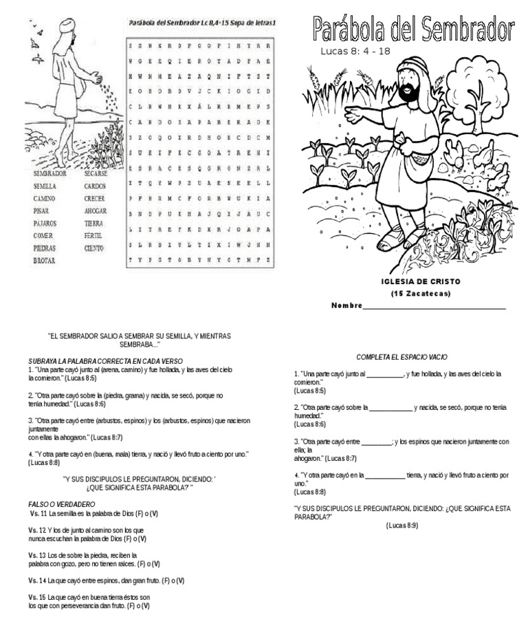 Actividades de la Parábola del Sembrador | PDF