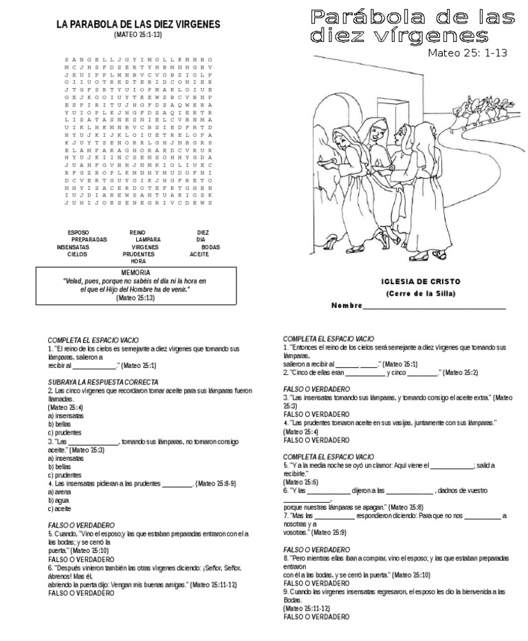 Parábola de las Diez Vírgenes para Niños | PDF