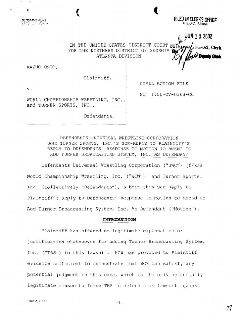 077 Sur Reply by Defendants | PDF | Lawsuit | Discovery (Law)