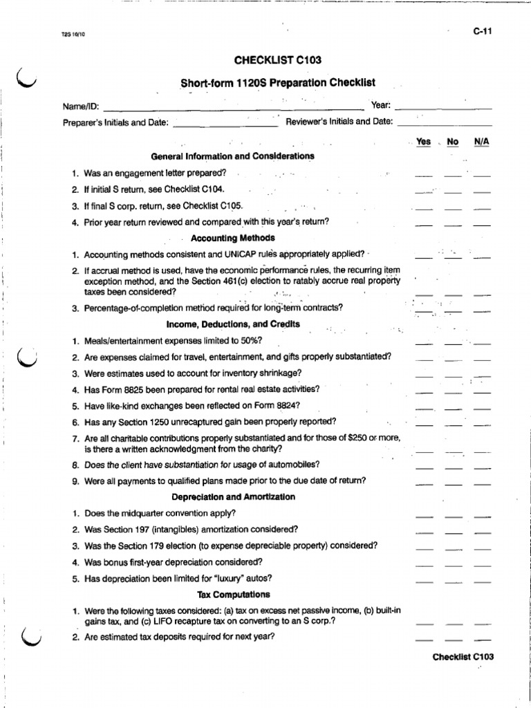 C103-Short Form Preparation Checklist PDF | PDF