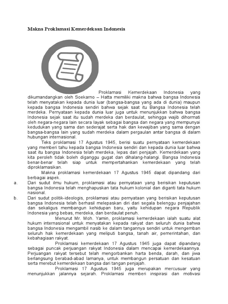 Makna Proklamasi Kemerdekaan Indonesia | PDF