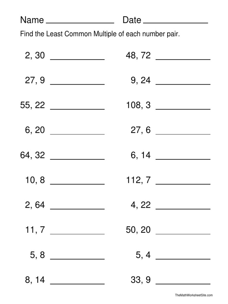 Least Common Multiple Code Math