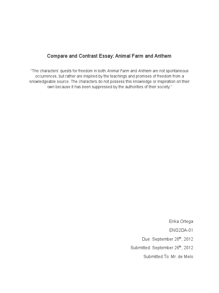 Compare and Contrast Animal Farm/Anthem Essay | PDF | Individualism ...