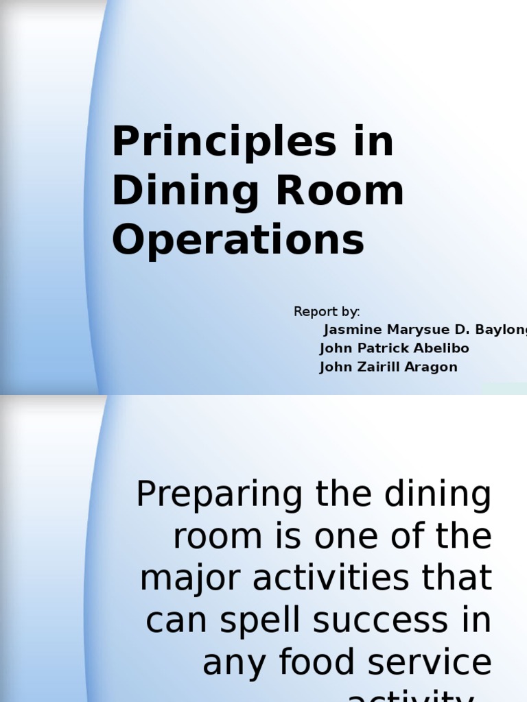 Dining Room Operations Essentials | PDF | Tableware | Food And Drink