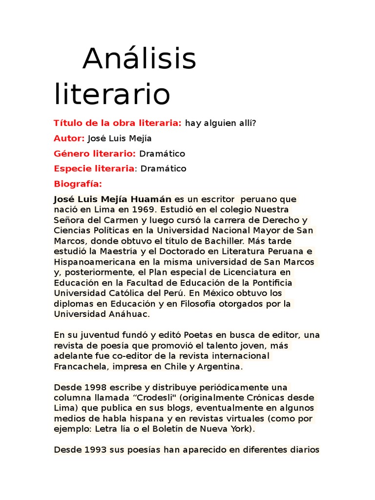 Análisis Literario | PDF | Universidad | Perú