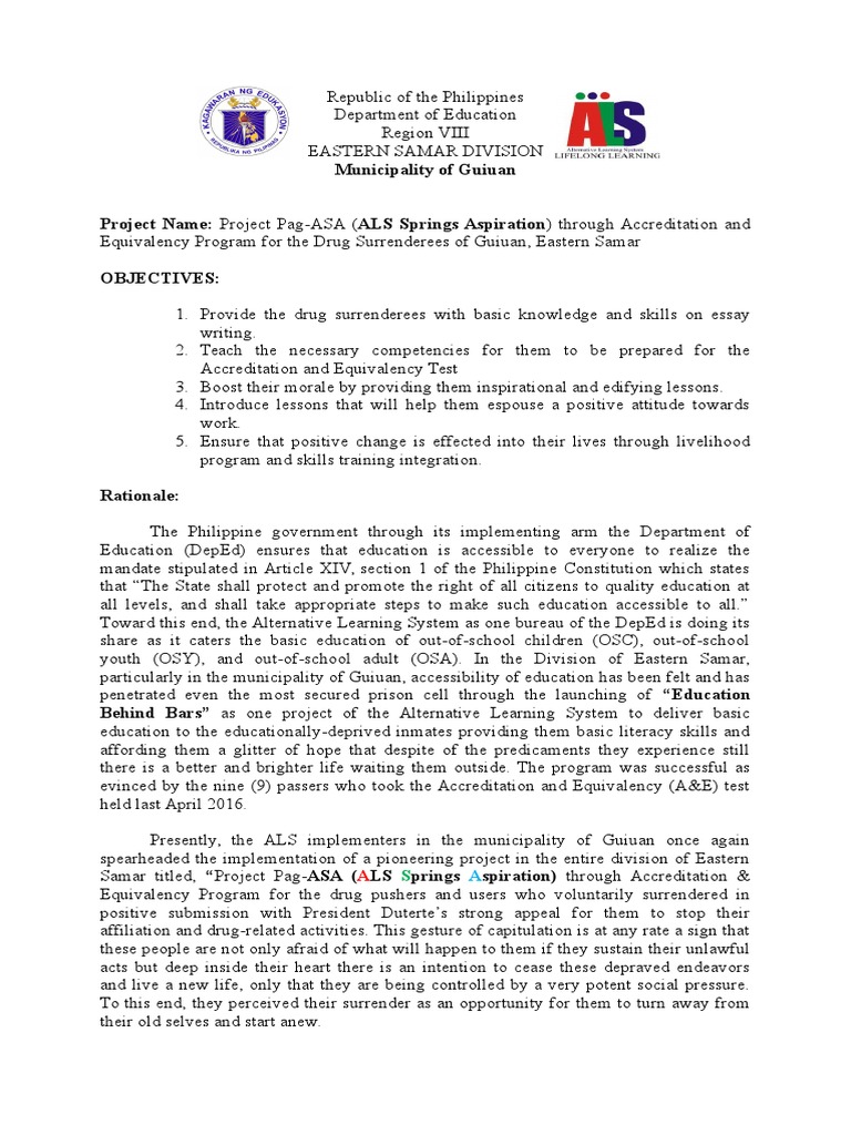 ALS Project Design | PDF | Teaching And Learning | Further Education