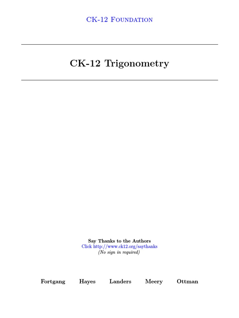 CK 12 Trigonometry | PDF | Triangle | Trigonometric Functions