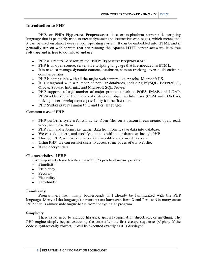 Introduction To PHP: Common Uses of PHP | Download Free PDF | Php | Control Flow