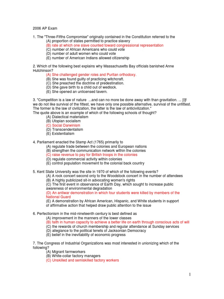 APUSH Semester Exam (With Answers) | PDF | Democratic Party (United ...