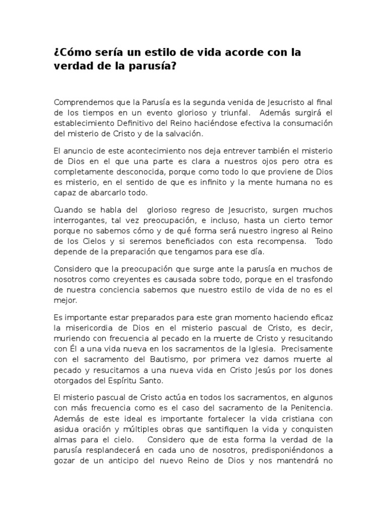 La Parusia | PDF | Salvación | Jesús