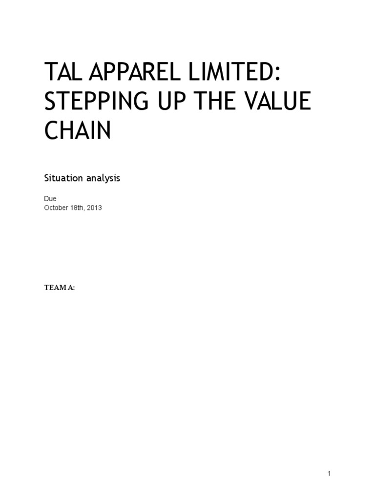 Tal Apparel Limited Stepping Up The Value Chain | PDF | Supply Chain ...
