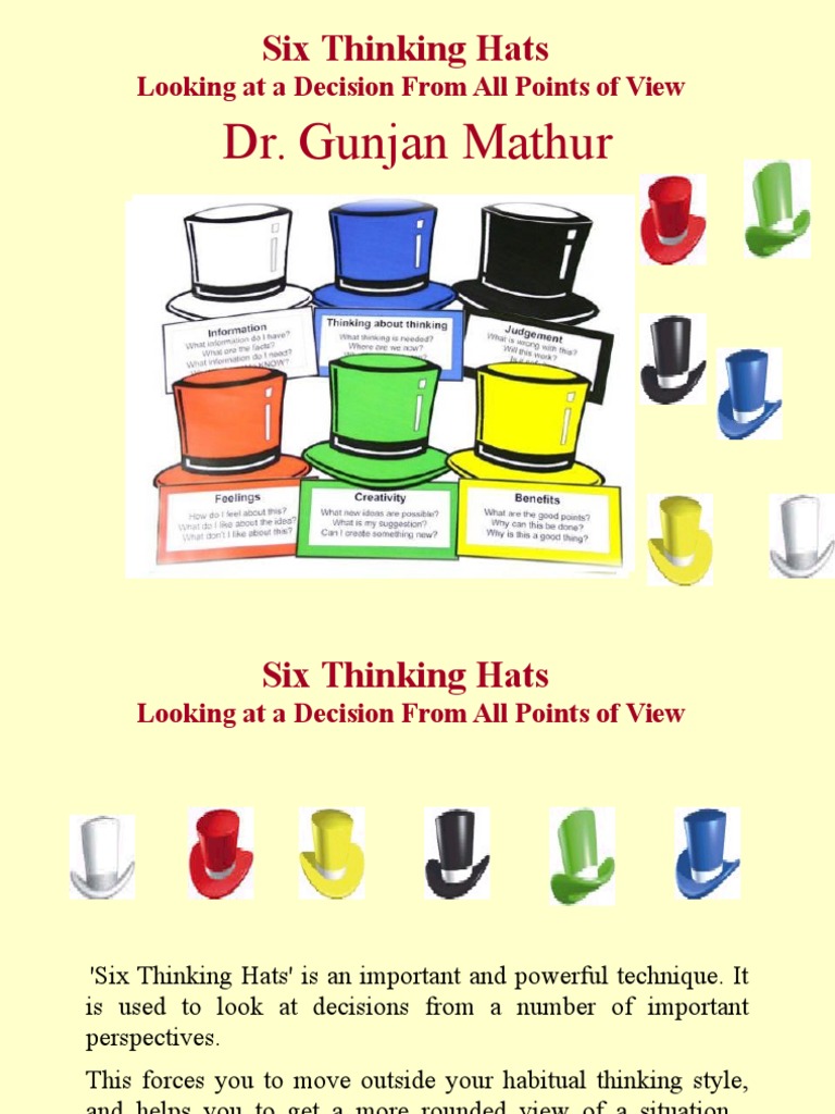 Dr. Gunjan Mathur: Six Thinking Hats | PDF | Thought ...