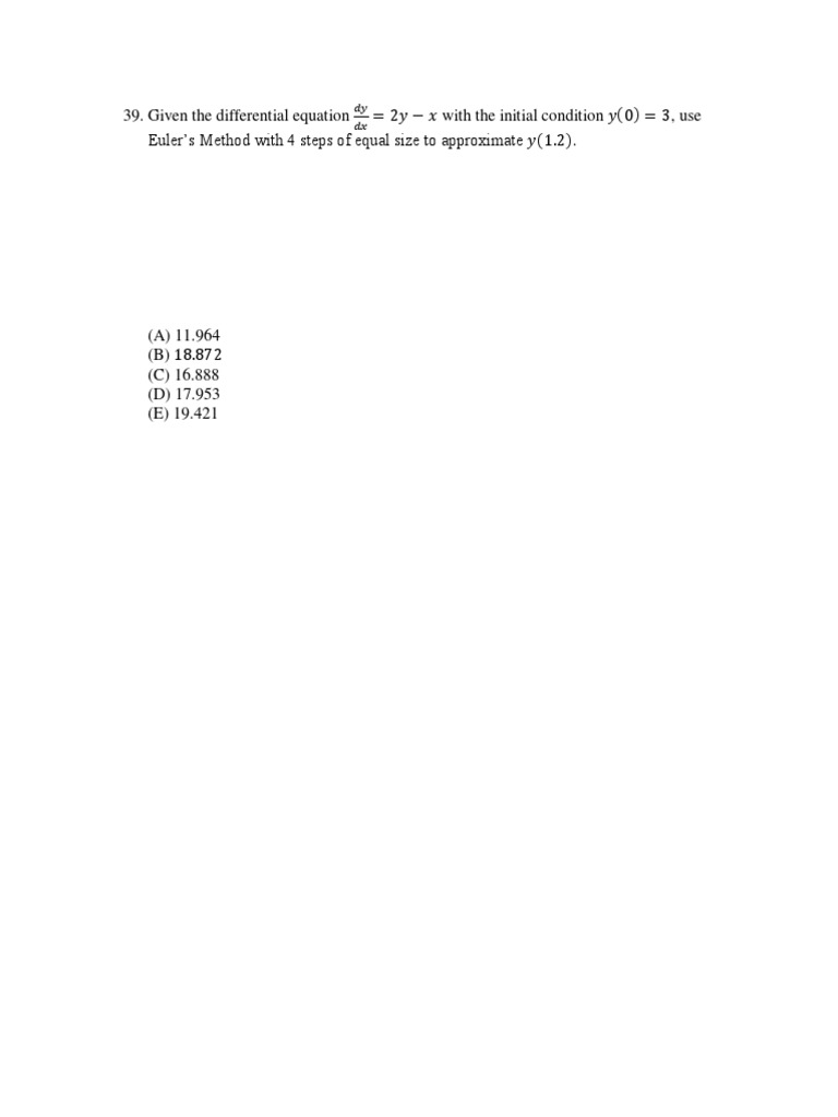 Euler's Method for Differential Equations | PDF | Teaching Methods ...