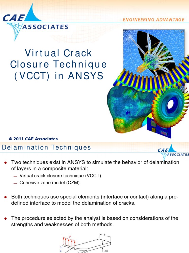 Virtual Crack Closure Technique Vcct In Ansys © 2011 Cae Associates Pdf Fracture