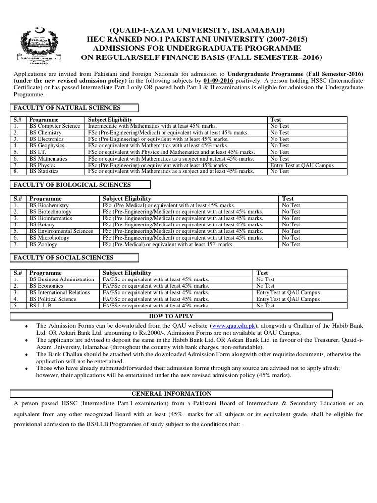 Political Science IIUI-Form | PDF | University And College Admission | Bachelor Of Science