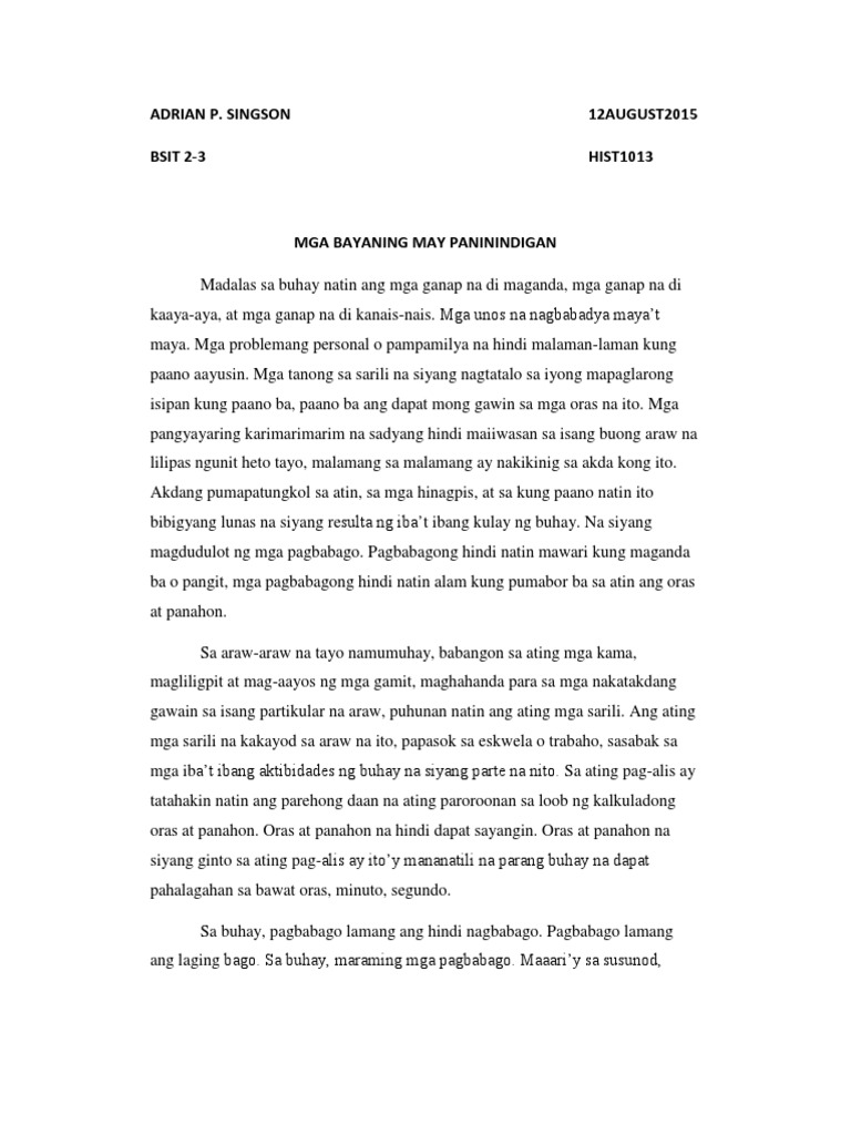 Mga Bayaning May Paninindigan | PDF
