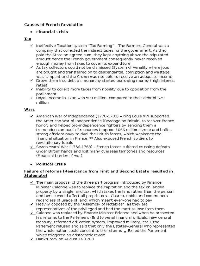 Causes of French Revolution | PDF | French Revolution | Taxes