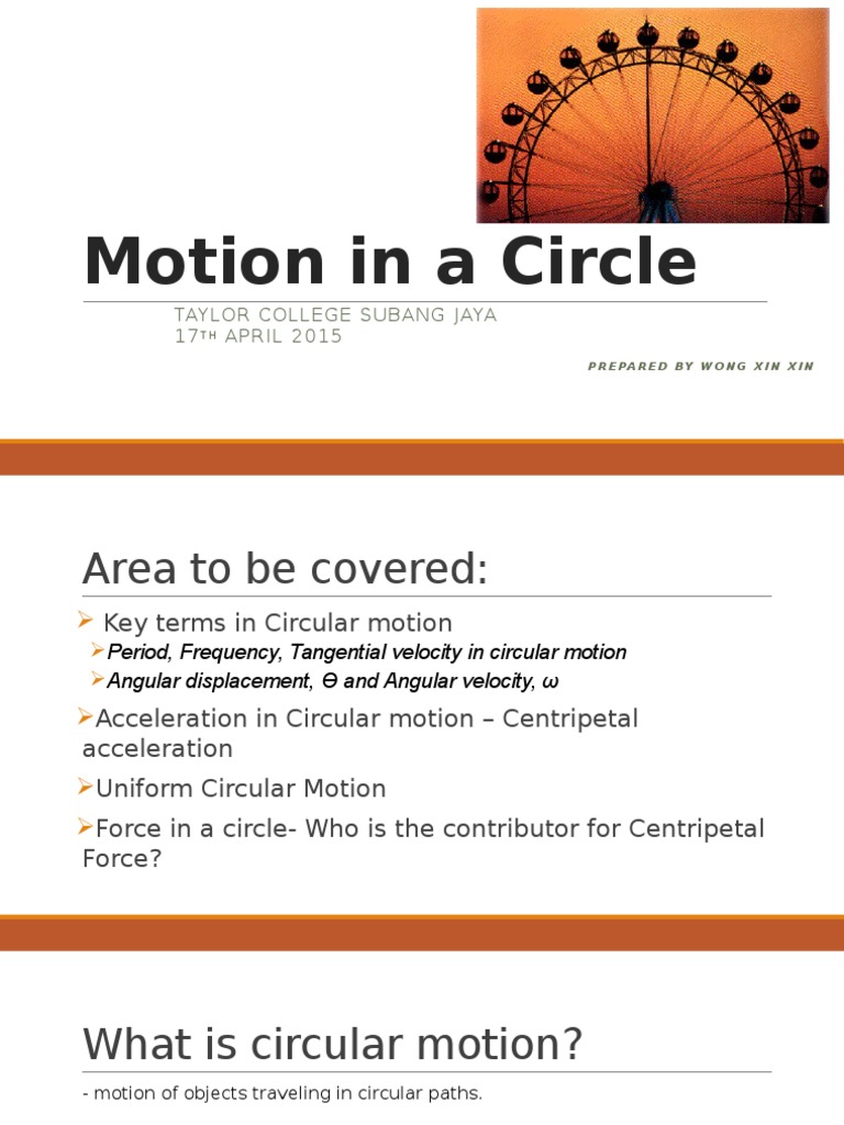 Motion in A Circle | PDF | Acceleration | Velocity