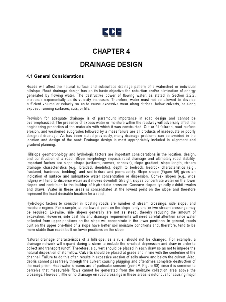 Drainage Design: 4.1 General Considerations | PDF | Drainage ...