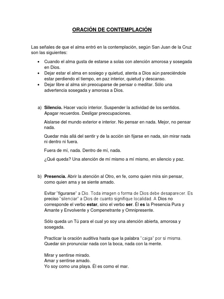 Oración de Contemplación | PDF | Oración | Amor