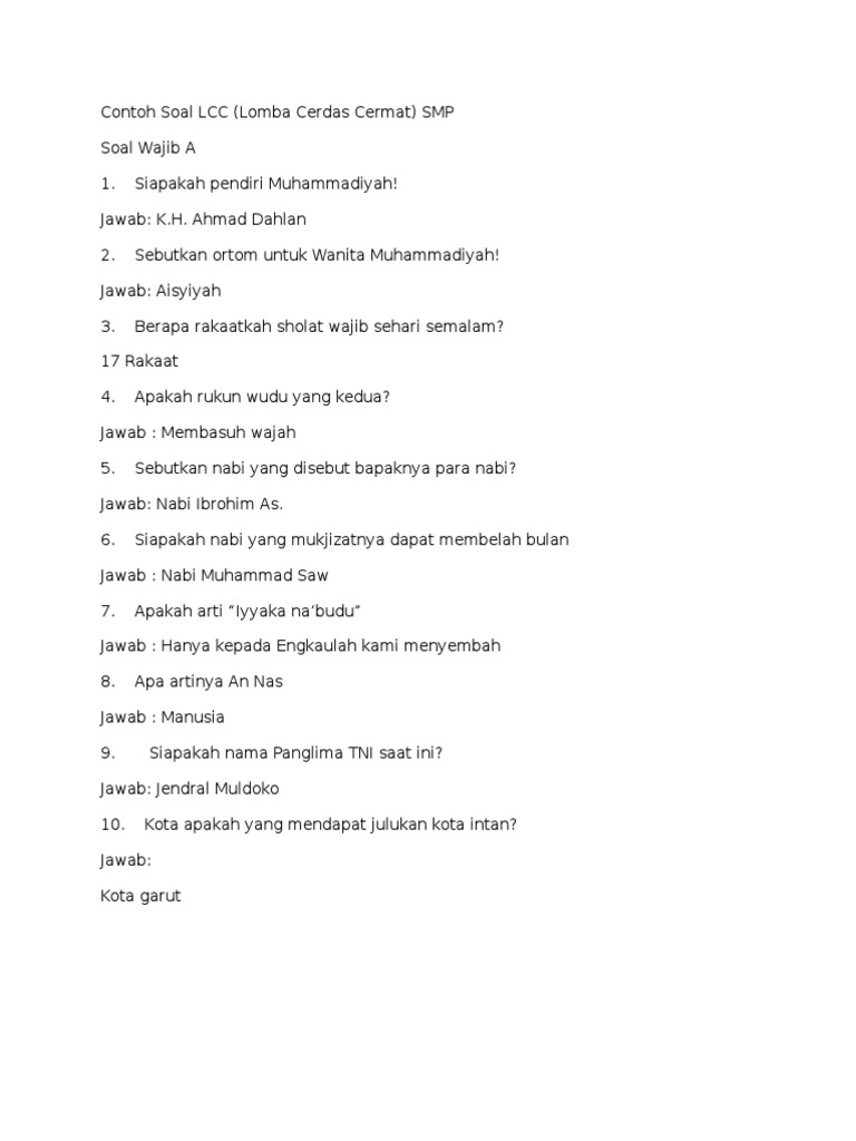 Contoh Soal Lcc Pdf