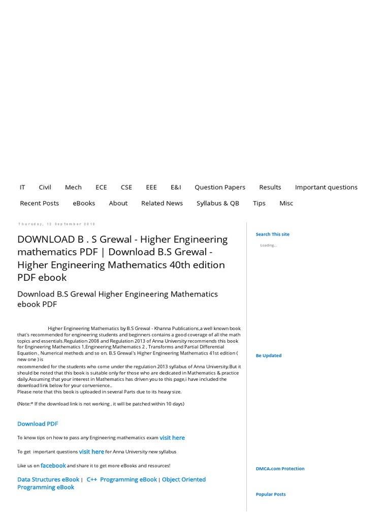 B - S Grewal - Higher Engineering Mathematics PDF - Download B | PDF ...