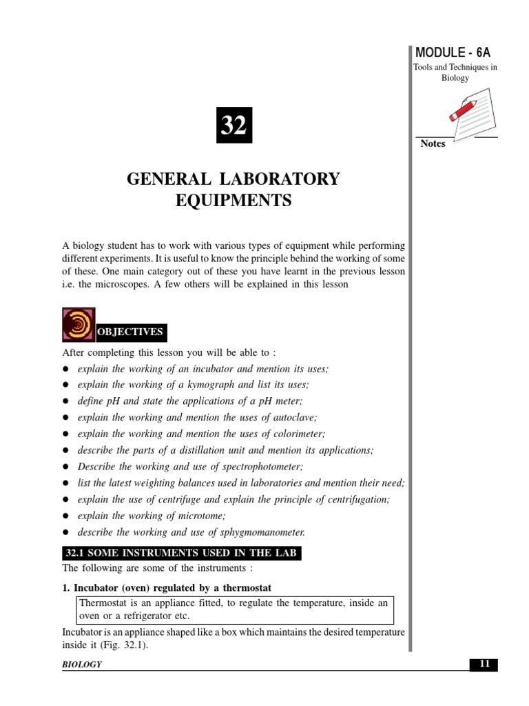 Essential Laboratory Equipment and Their Uses in Biology Experiments | PDF | Spectrophotometry | Ph