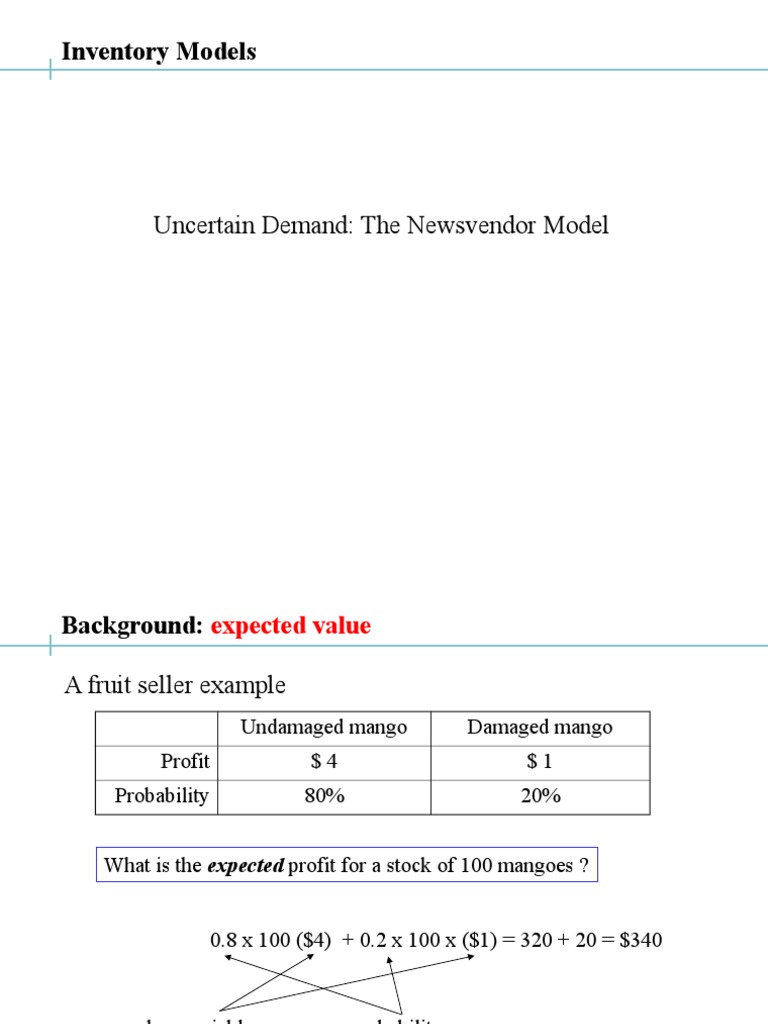 Inventory Newsvendor | PDF | Normal Distribution | Probability Distribution