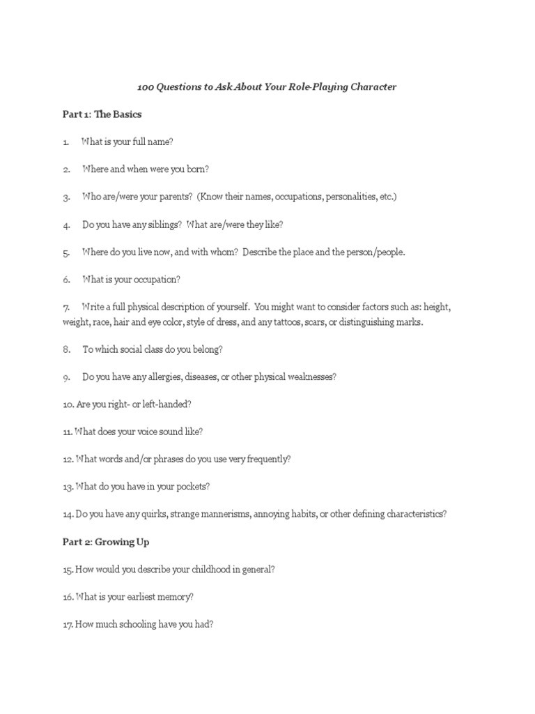 100 Questions To Ask About Your Role | PDF | Psychological Concepts