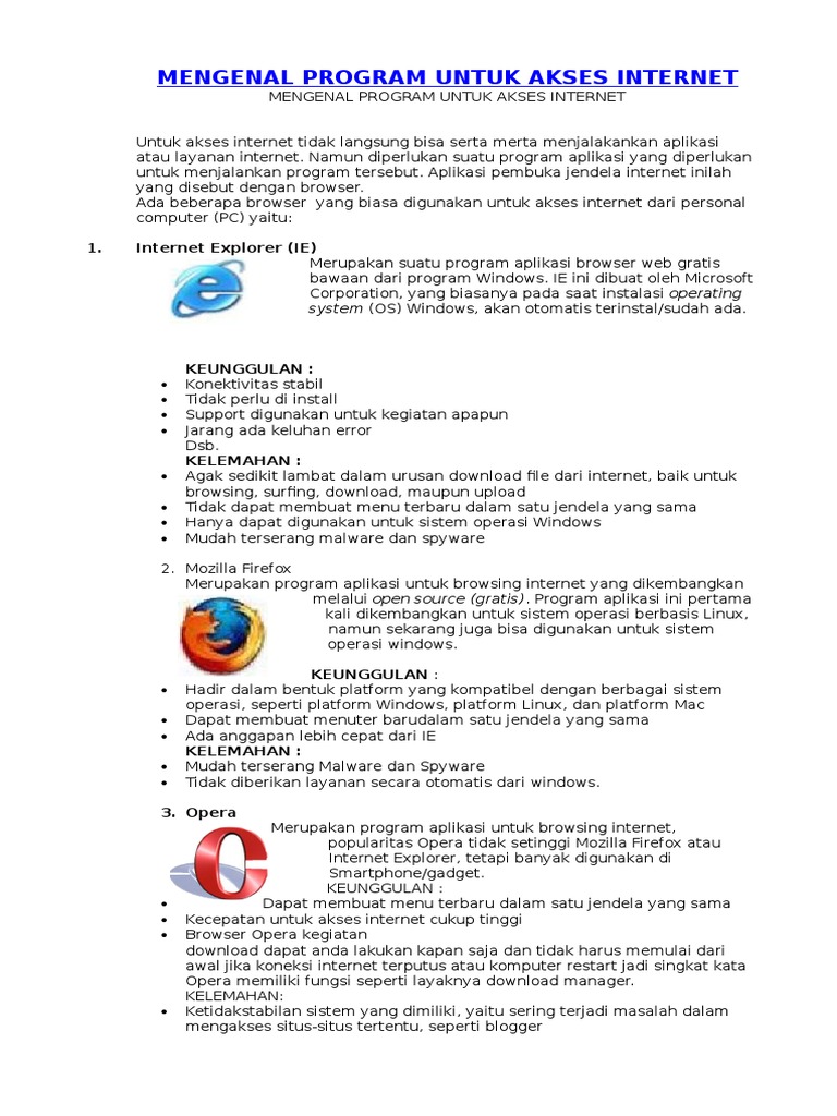 Program Aplikasi untuk Akses Internet | PDF | Komputer | Teknologi ...
