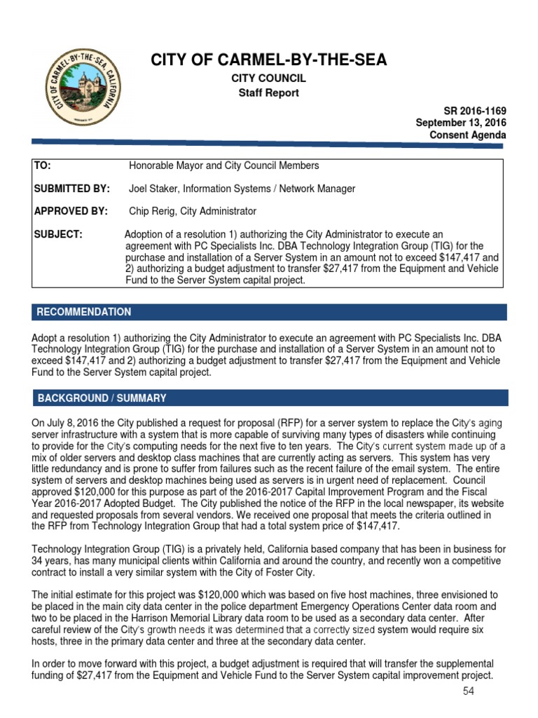 City of Carmel-By-The-Sea: City Council Staff Report | PDF | Request ...