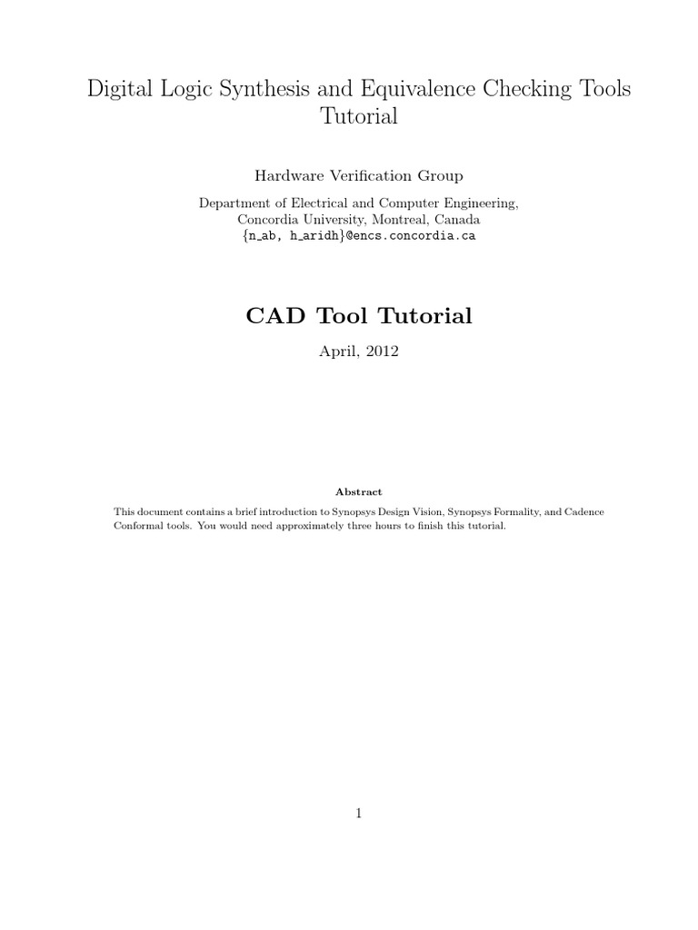 Digital Logic Synthesis and Equivalence Checking Tools Tutorial | Download Free PDF | Hardware ...