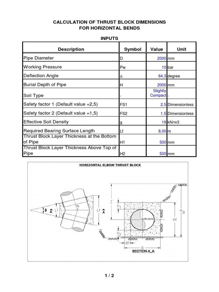 Thrust Block Design for Horizontal Bends | PDF | Home & Garden ...