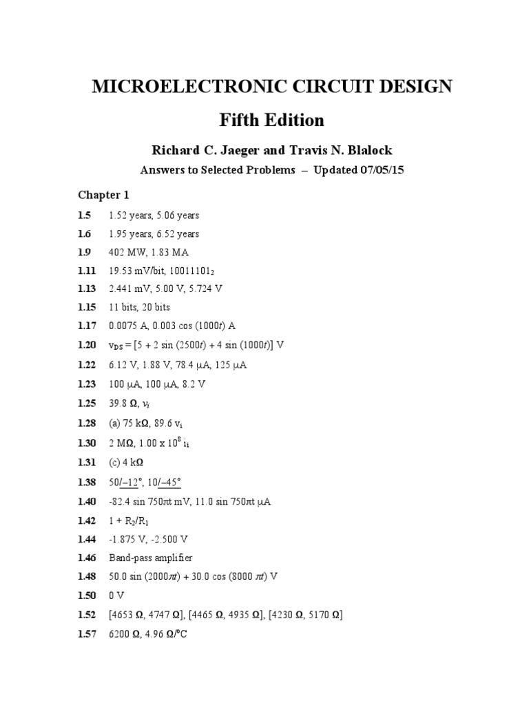 Microelectronic Circuit Design Fifth Edition: Richard C. Jaeger and ...