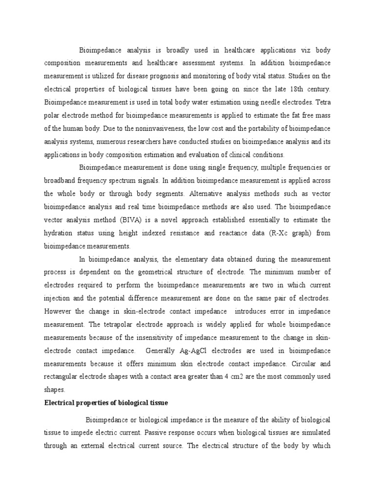 Bioimpedance Measurement Systems-Funding | PDF | Electrical Impedance ...