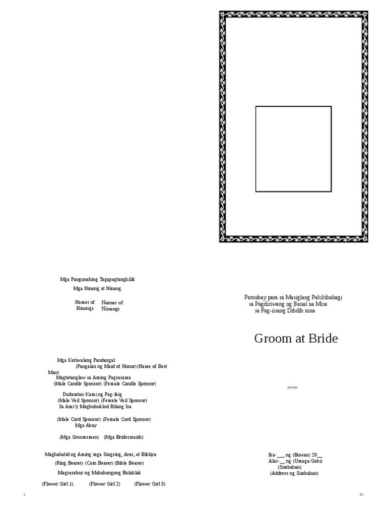 Tagalog Wedding Misalette Template | PDF