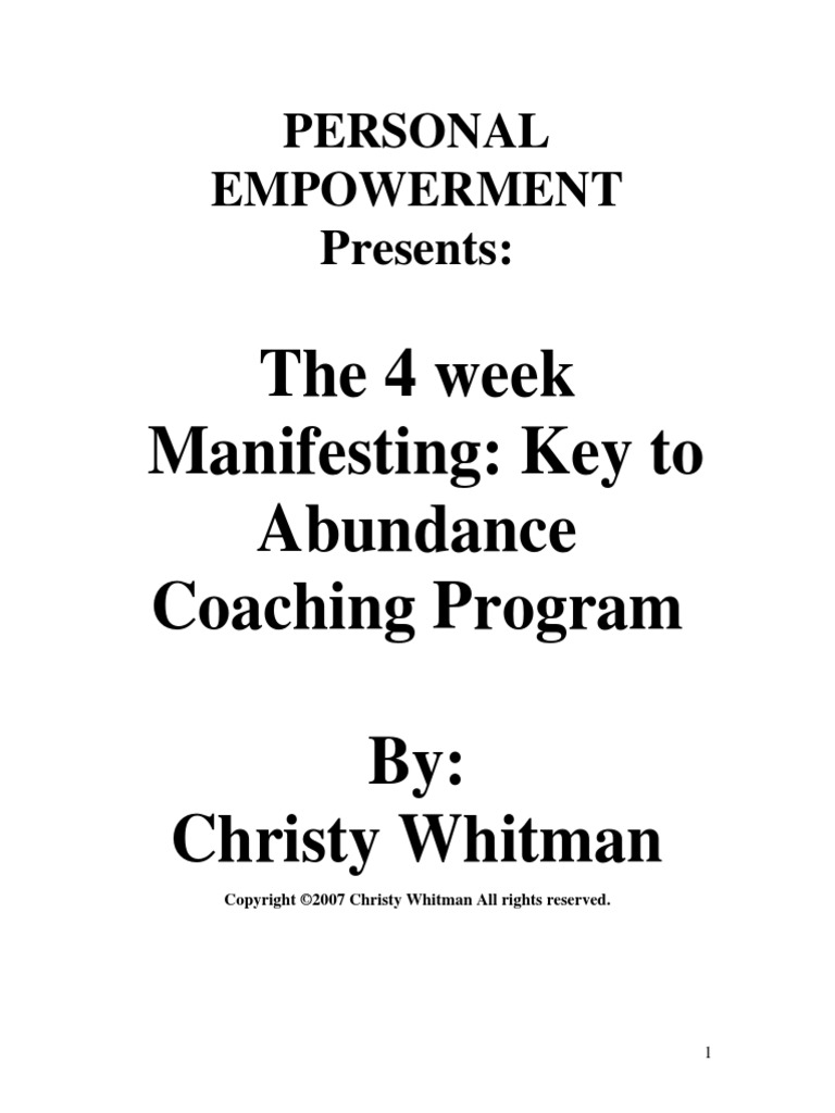 4 Week Manifesting Work Book | PDF | Soul | Mind