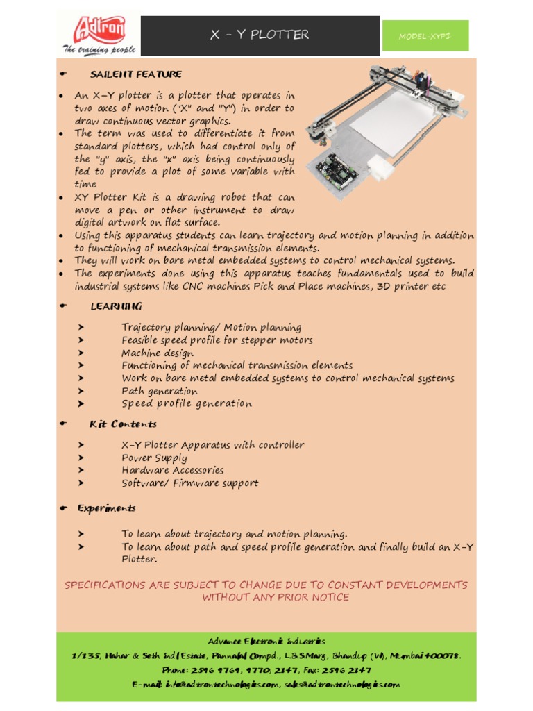 X - Y Plotter: Sailent Feature | PDF | Teaching Methods & Materials ...